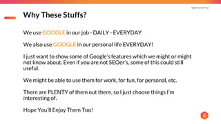 Work with Google, Play with Google! Google Search Operators | PPT