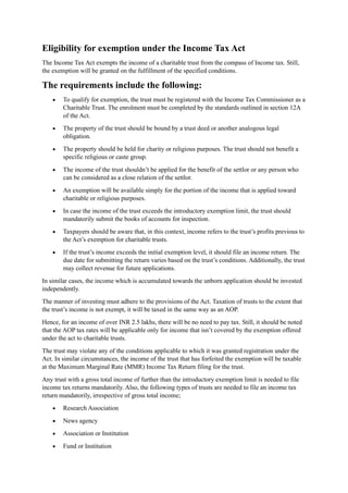 Trust Income Tax Return: Taxation for Trust | ITR-7 - Tax Craft Hub | PDF