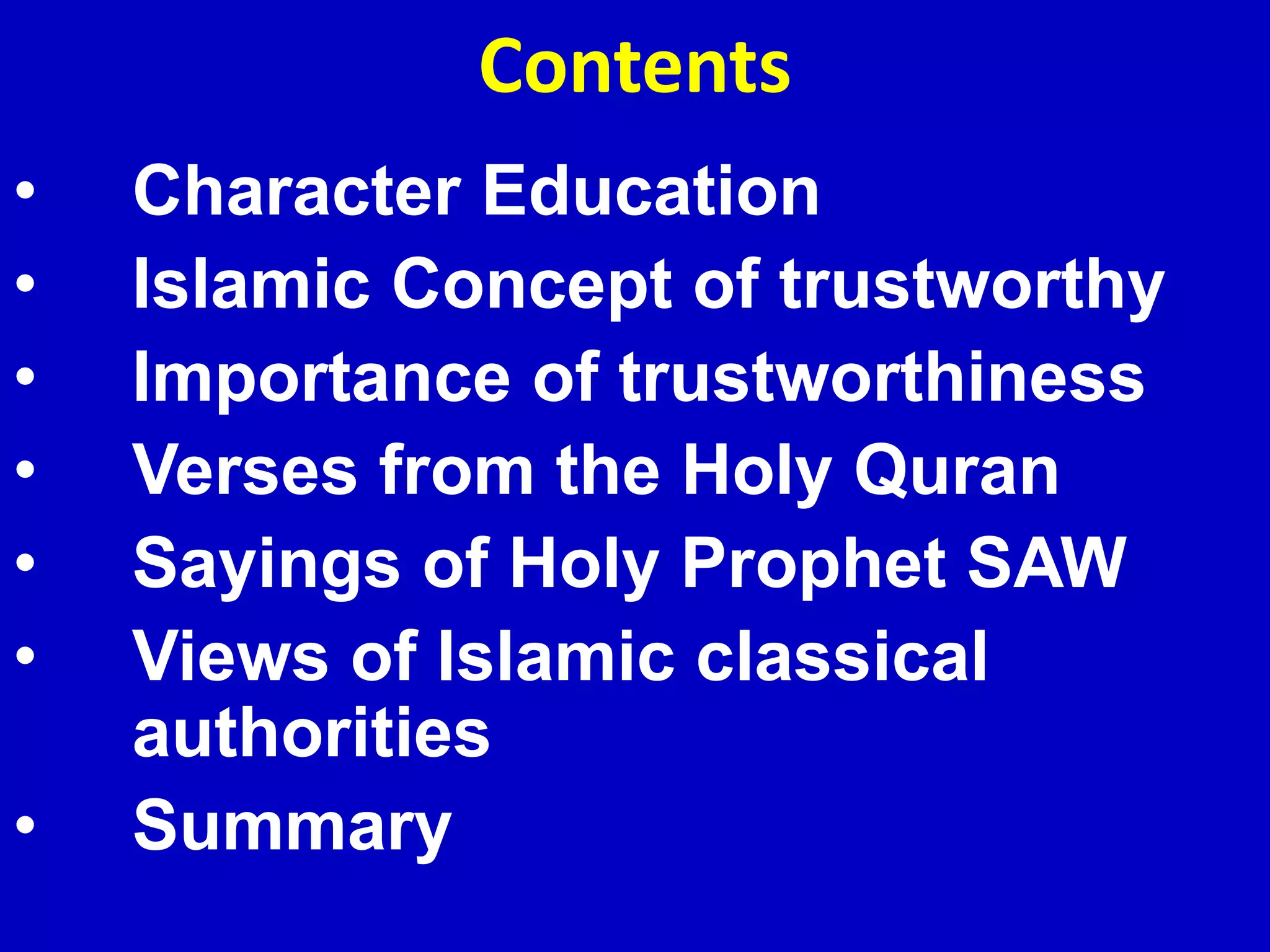 Trustworthiness in Islam | PPTX