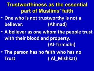 Trustworthiness in Islam | PPTX