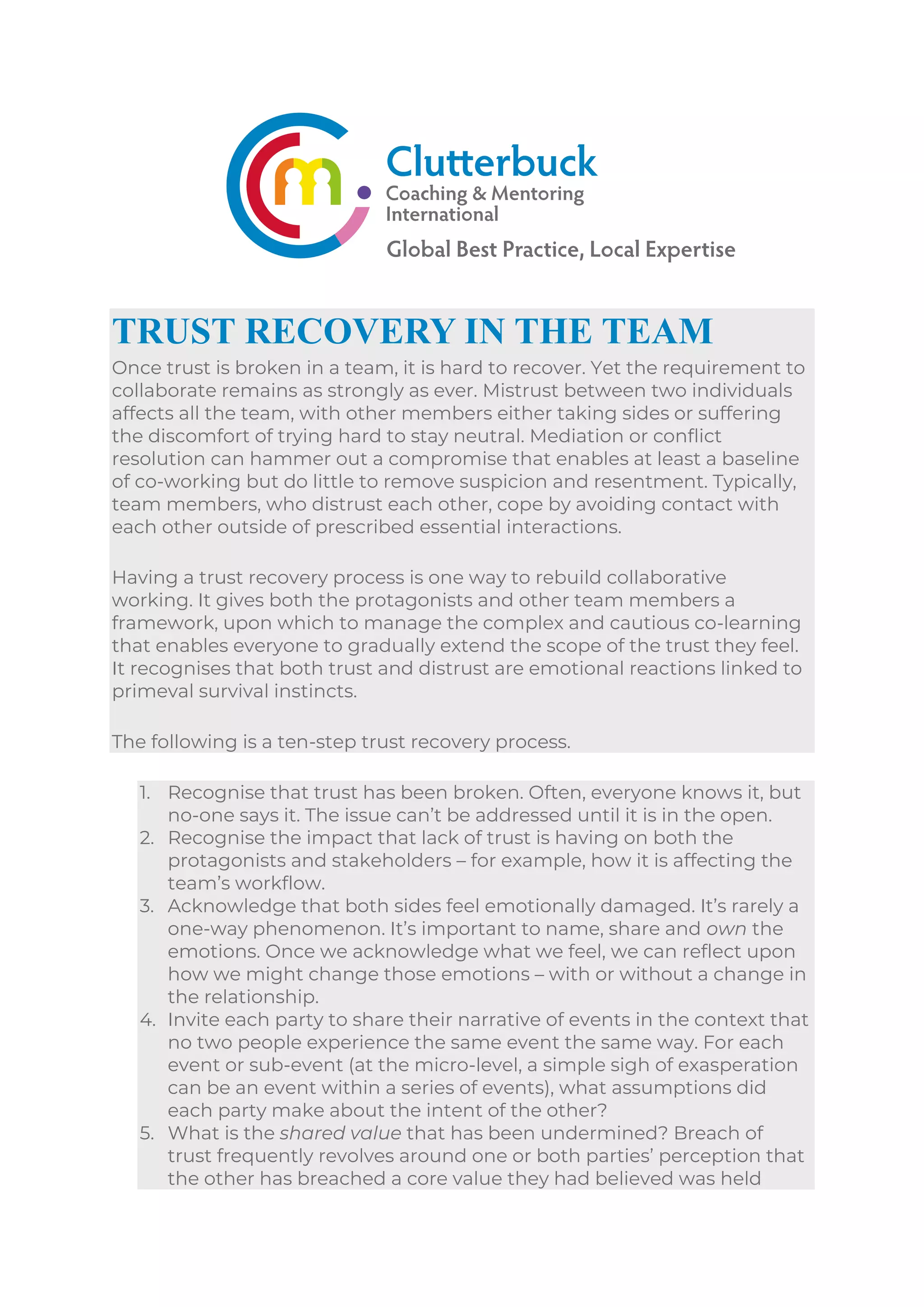 Trust Recovery in the Team by David Clutterbuck.pdf