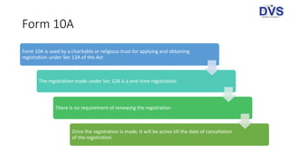 Trusts application for exemption and 80 g registration | PPTX