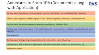 Trusts application for exemption and 80 g registration | PPTX
