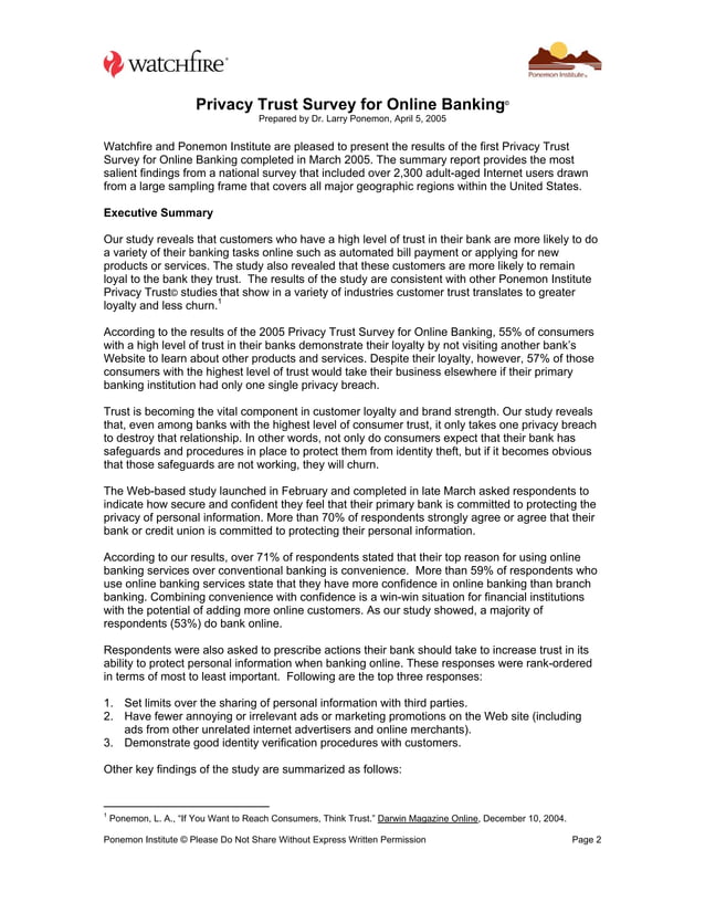 Trust Survey Online Banking | PDF