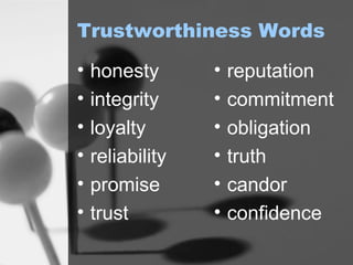 BMS Character Education - Trustworthiness | PPT