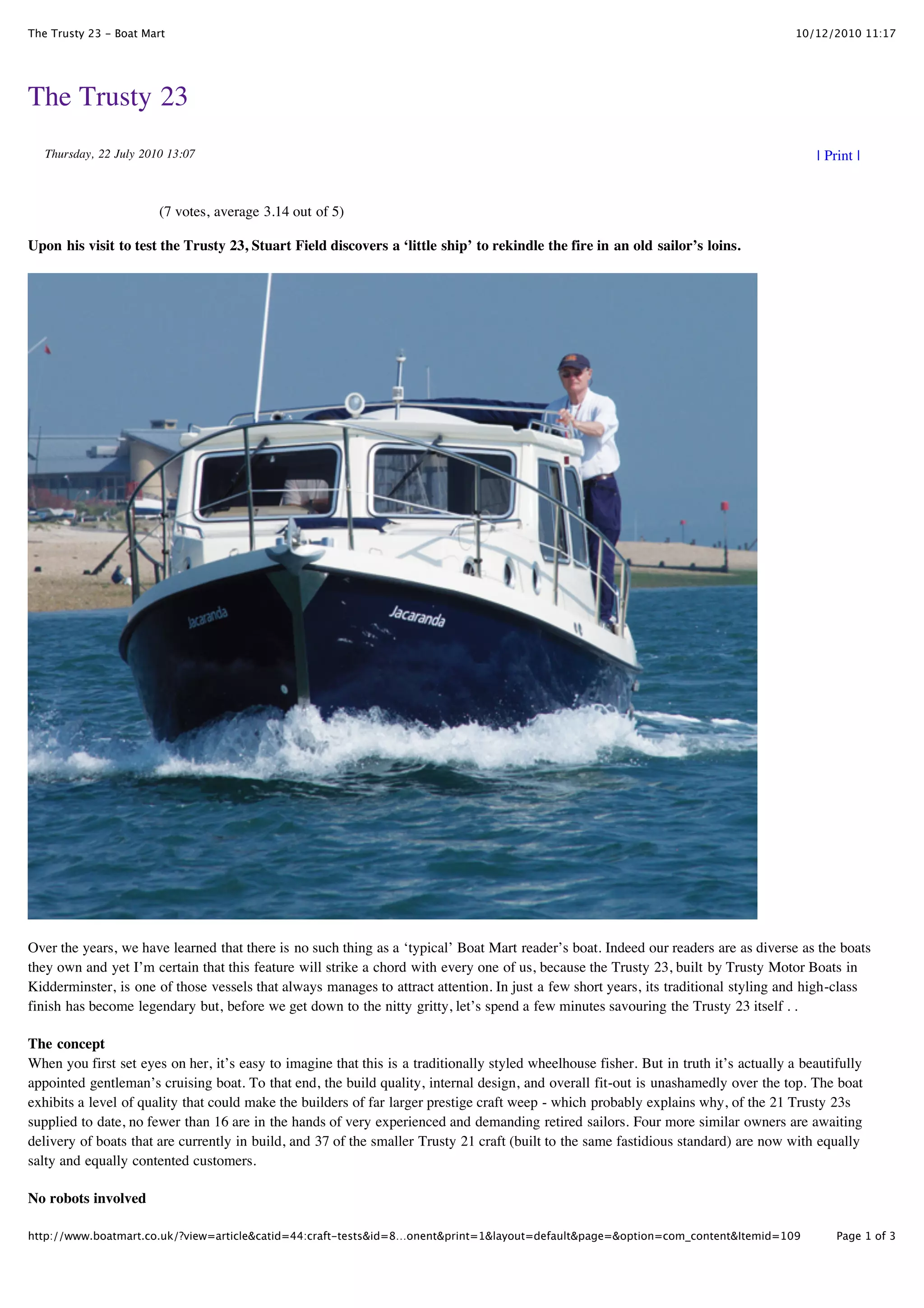 Trusty 23 Motorboat Review | PDF | Cruises | Travel Type