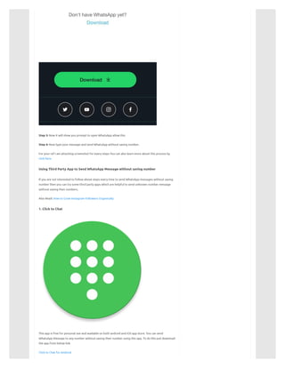 How to Send WhatsApp Message Without Saving Number | PDF