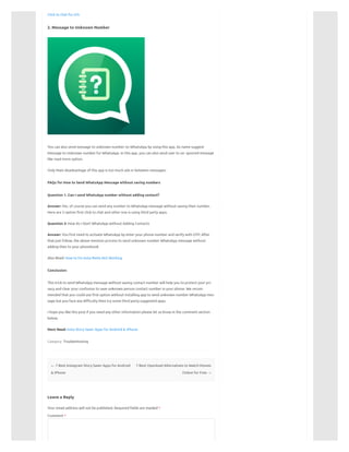 How to Send WhatsApp Message Without Saving Number | PDF