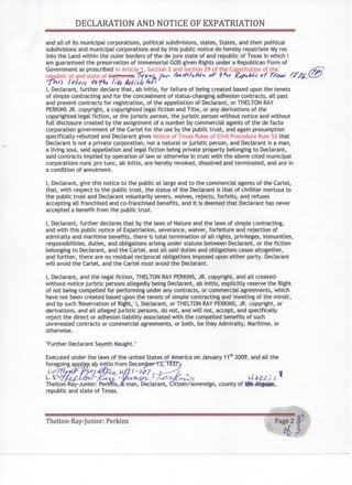 Affidavit of Truth and notice to Agents - Thelton-Ray-Junior Perkins | PDF