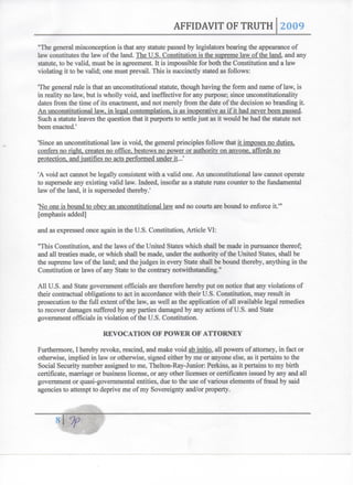 Affidavit of Truth and notice to Agents - Thelton-Ray-Junior Perkins | PDF