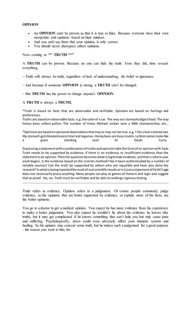 Truth and opinion | PDF
