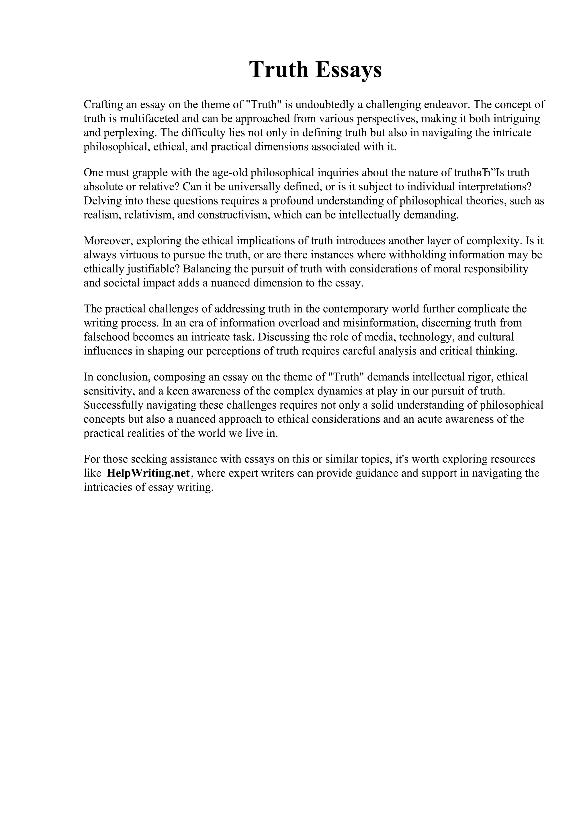Truth Essays | PDF