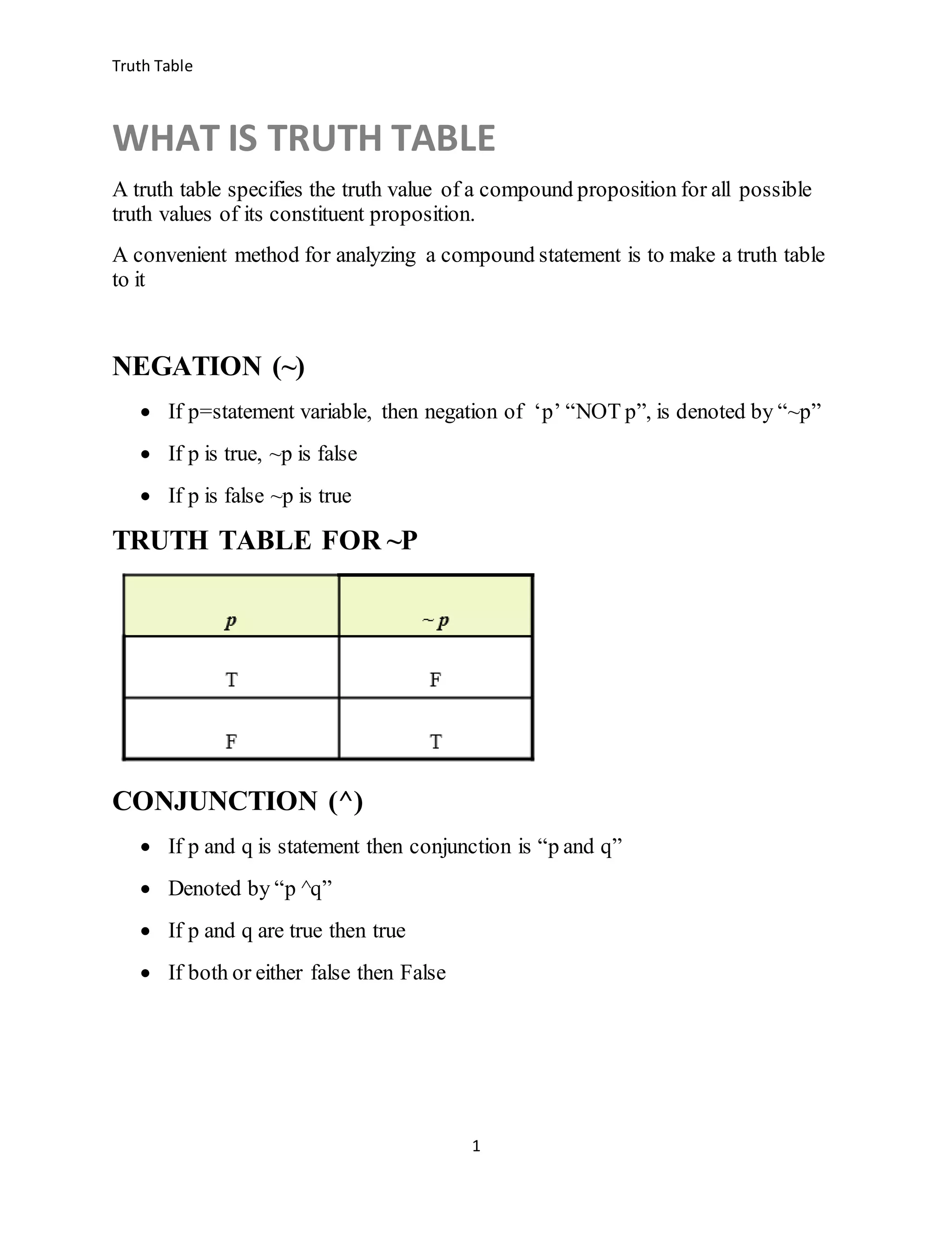 Truth table a.r | DOCX