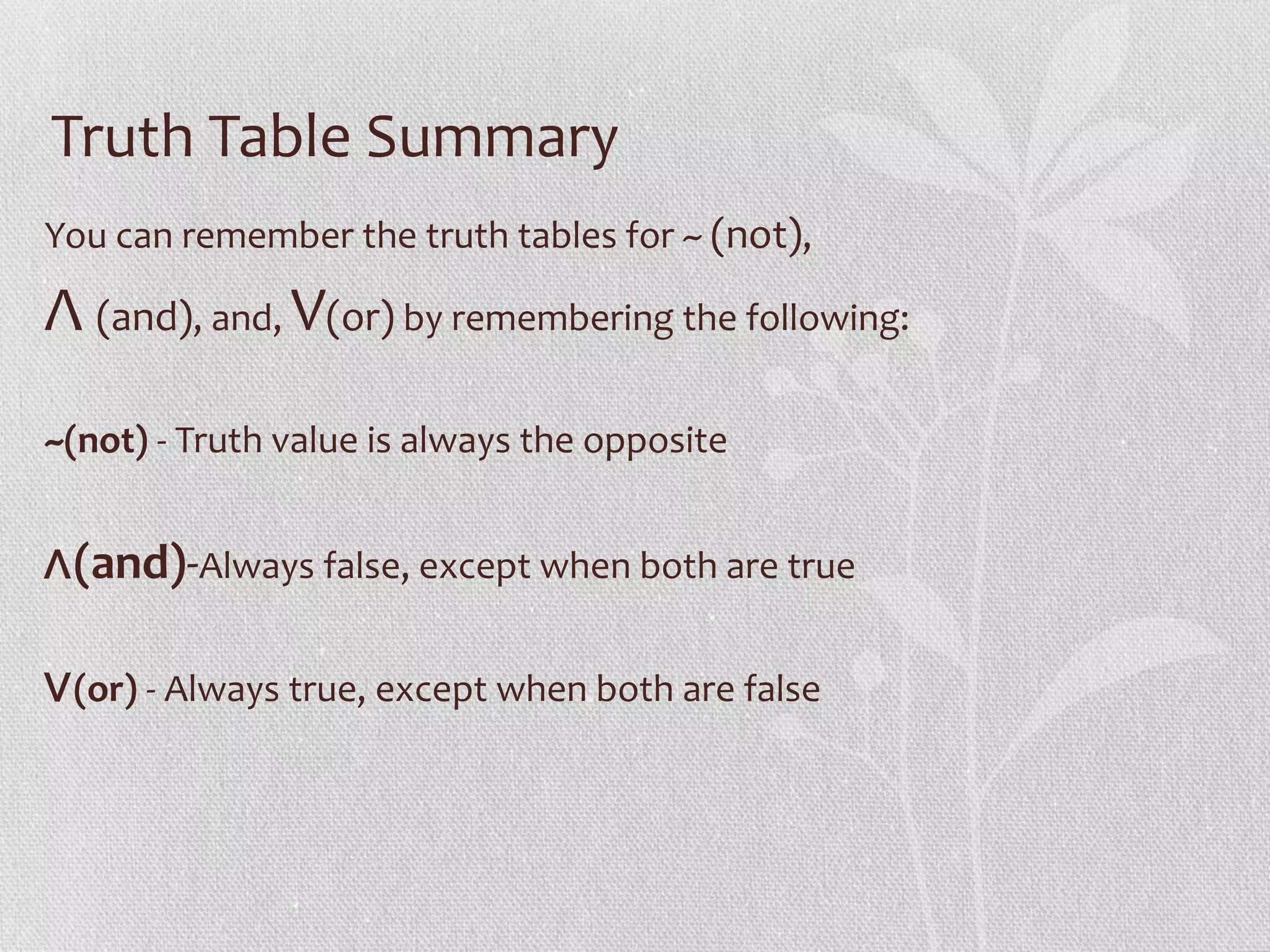 Truth tables | PPT