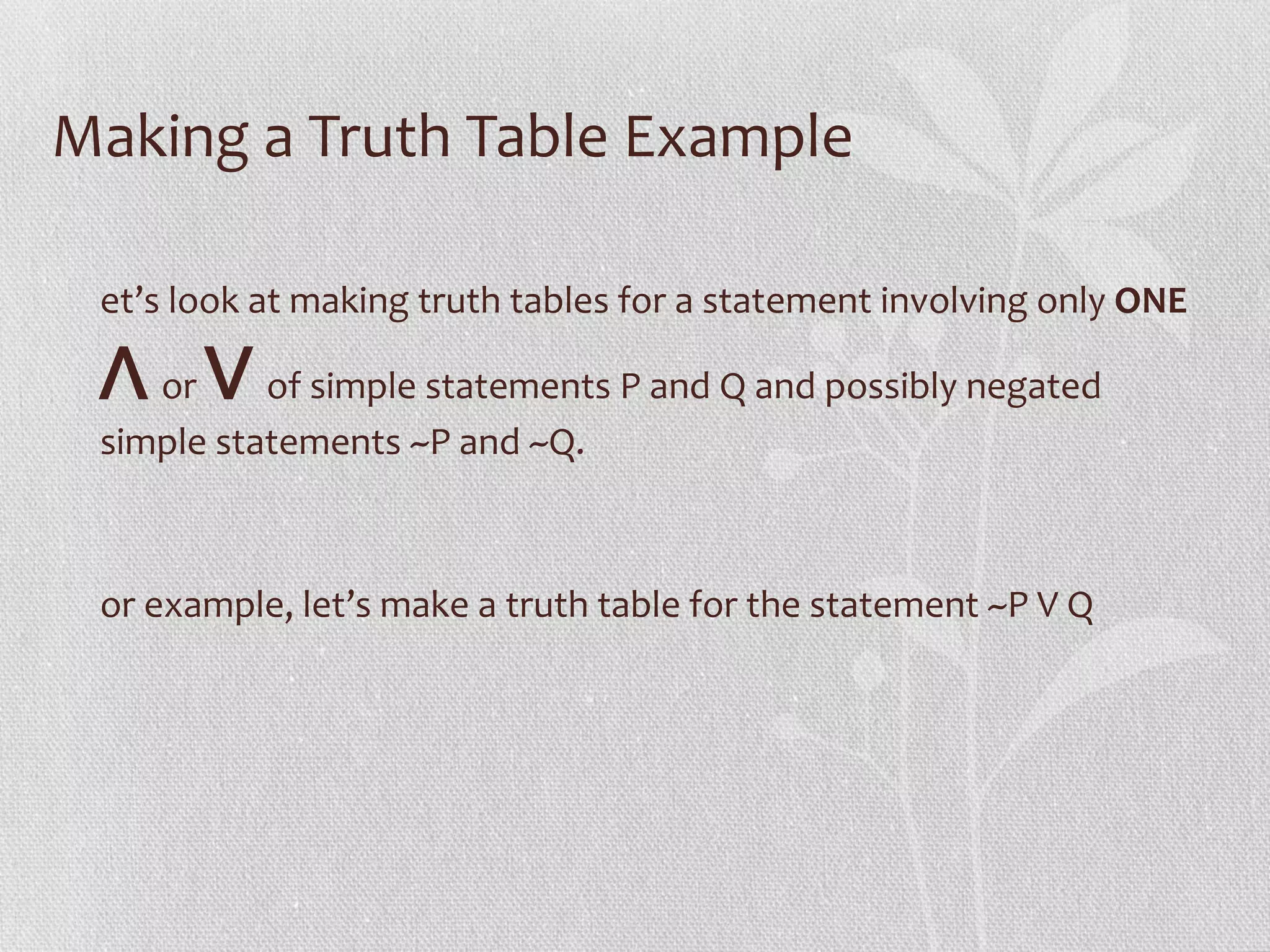 Truth tables | PPT