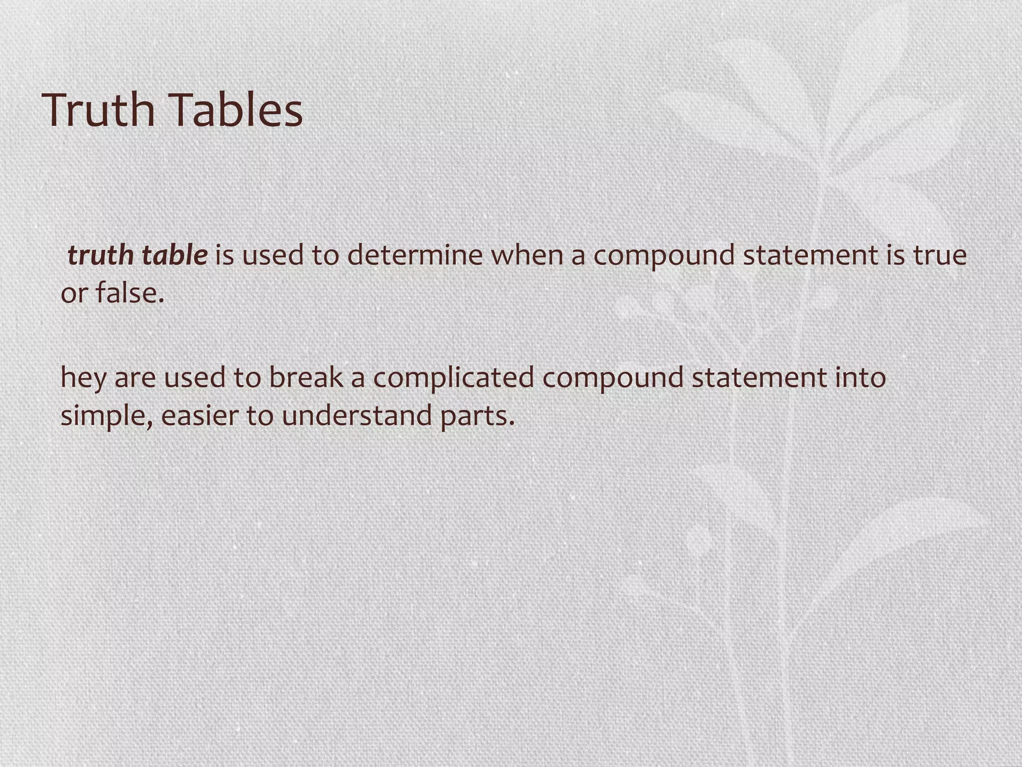 Truth tables | PPT