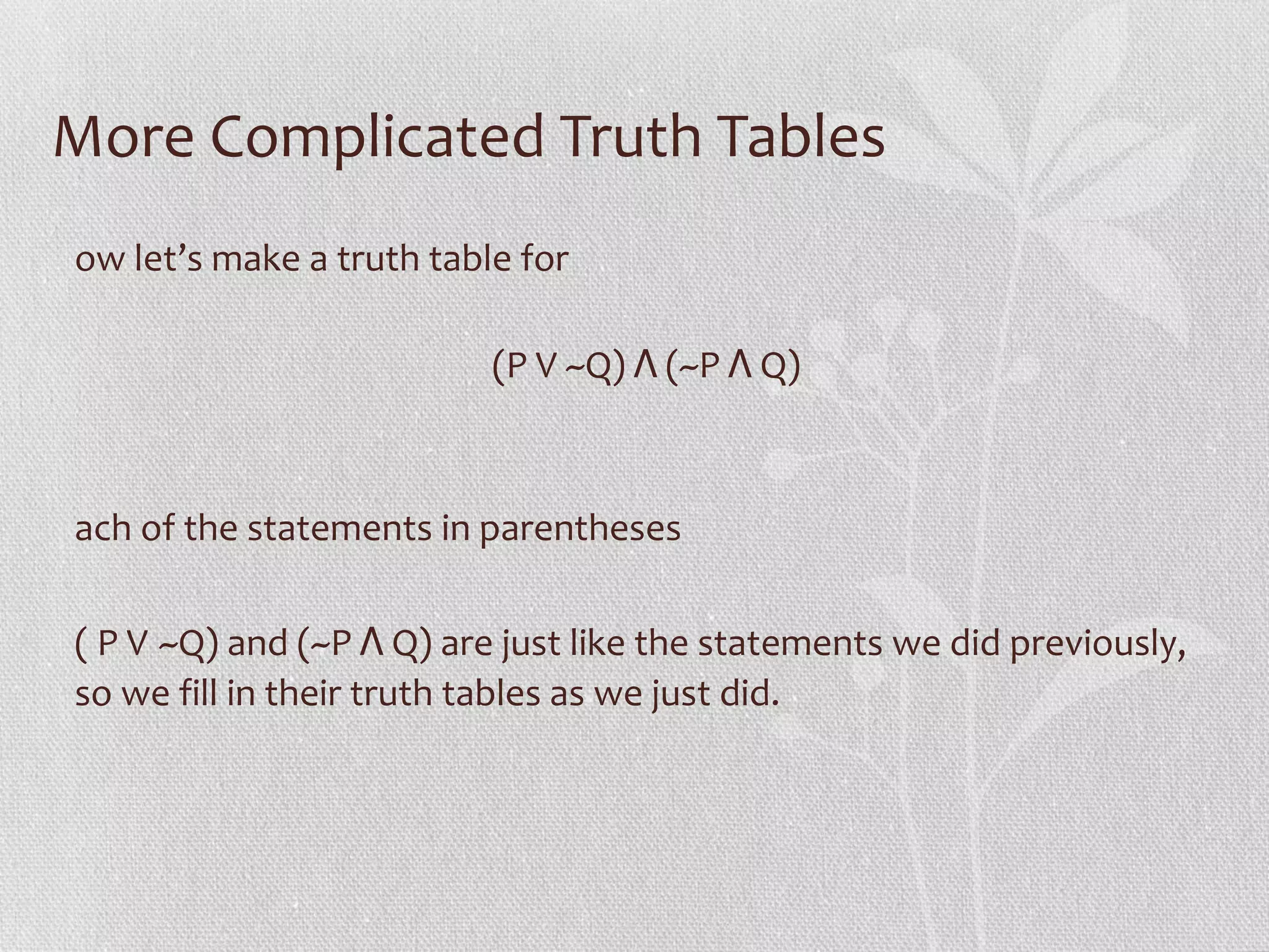 Truth tables | PPT
