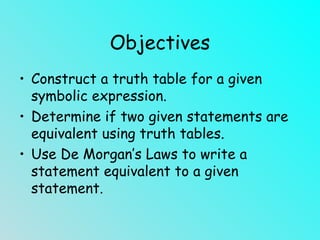 Truth tables | PPT