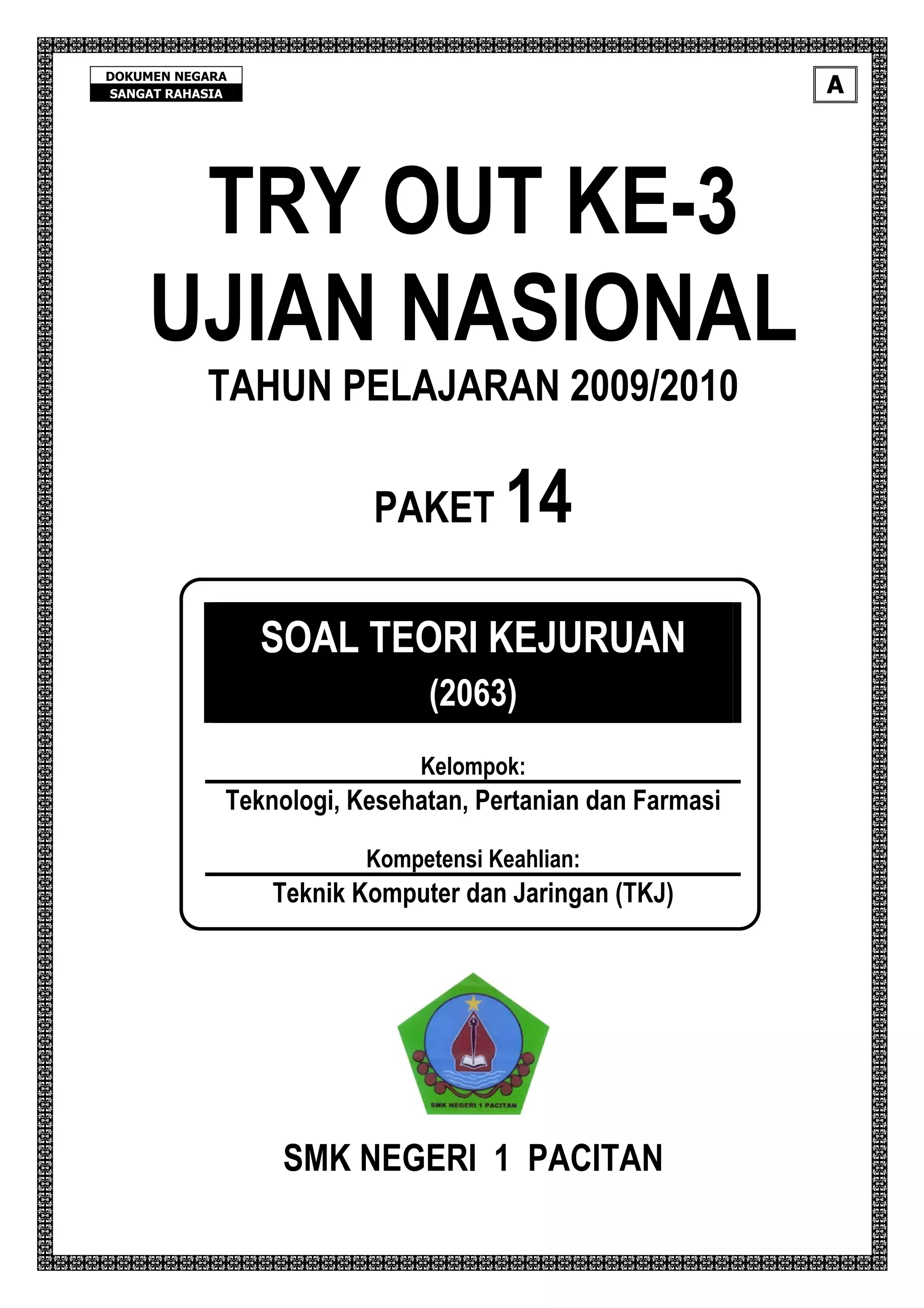 Try out ujian nasional smk teori kejuruan b | PDF