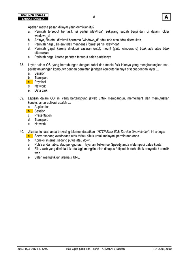 Try out ujian nasional smk teori kejuruan b | PDF