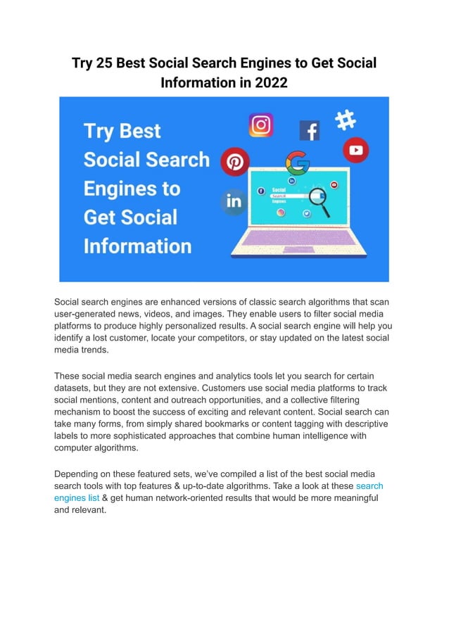 Try 25 best social search engines to get social information in 2022 (1 ...