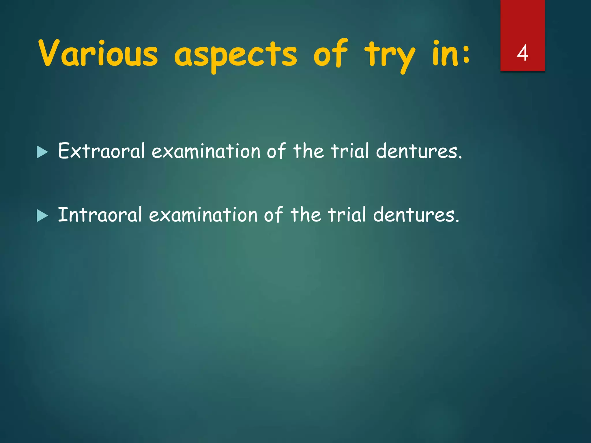 Try in of complete dentures | PPTX