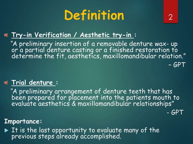 Try in of complete dentures | PPTX