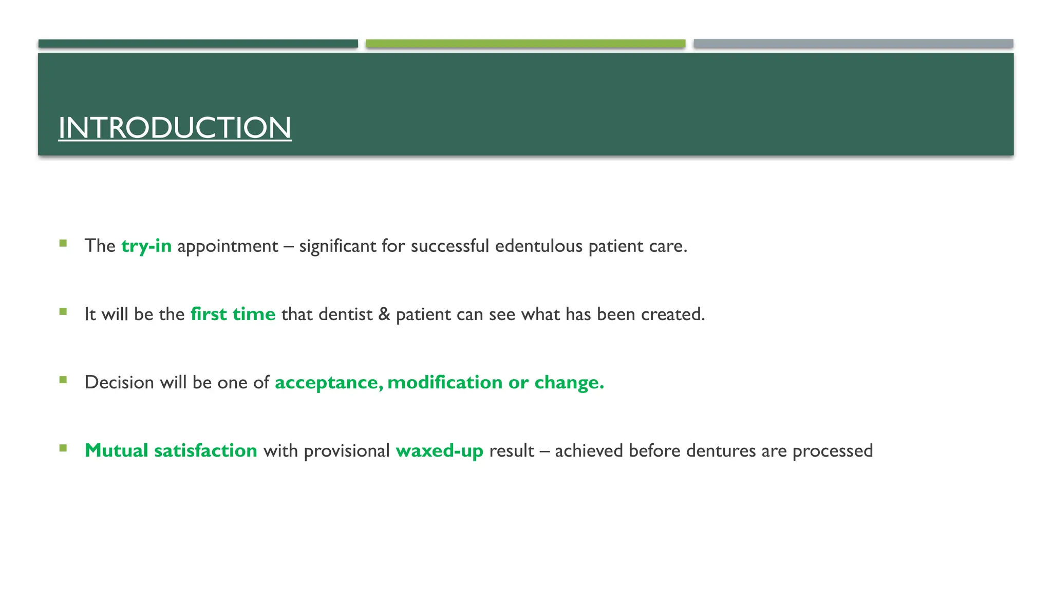 TRY IN procedure in complete denture prosthodontics | PPTX