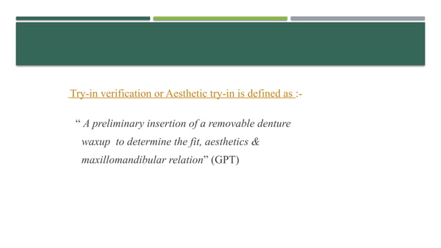 TRY IN procedure in complete denture prosthodontics | PPT