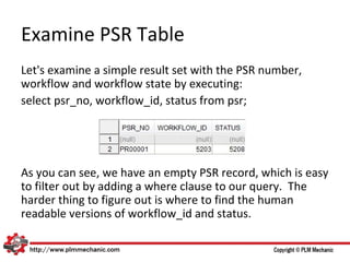 Trying to find the workflow status in the database? | PPT