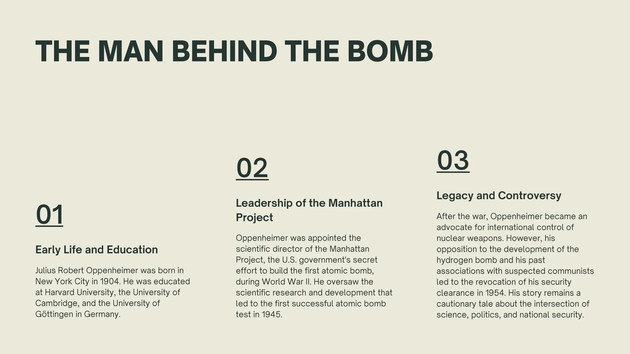 “J. Robert Oppenheimer: The Father of the Atomic Bomb” | PPTX