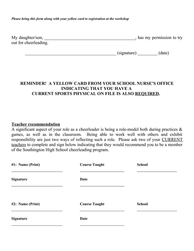 Tryout info letter ms and hs | DOC