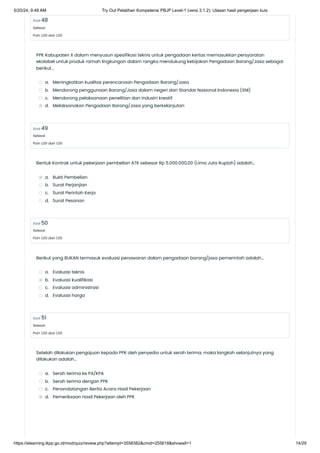 Try Out Pelatihan Kompetensi PBJP Level-1 (versi 3.1.2)_ Ulasan hasil pengerjaan kuis 86.pdf