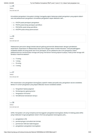 Try Out Pelatihan Kompetensi PBJP Level-1 (versi 3.1.2)_ Ulasan hasil ...
