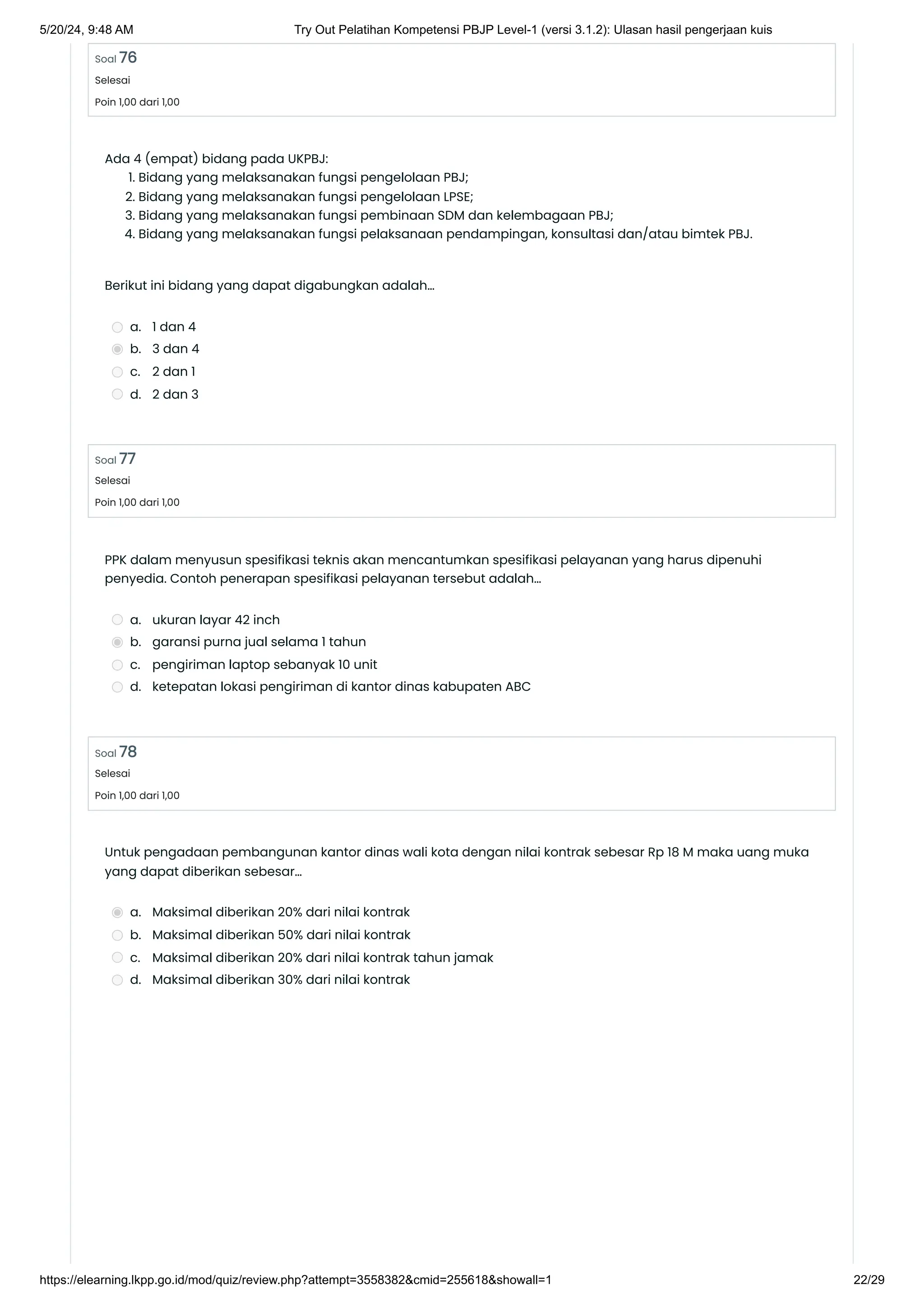 Try Out Pelatihan Kompetensi PBJP Level-1 (versi 3.1.2)_ Ulasan hasil pengerjaan kuis 86 (1).pdf