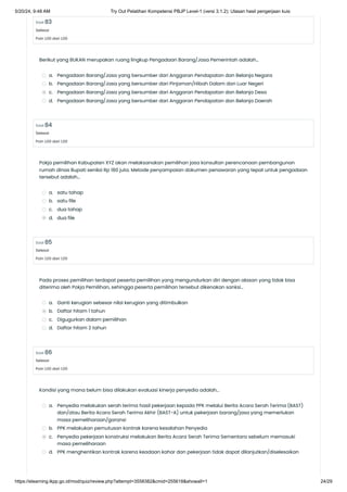 Try Out Pelatihan Kompetensi PBJP Level-1 (versi 3.1.2)_ Ulasan hasil pengerjaan kuis 86 (1).pdf