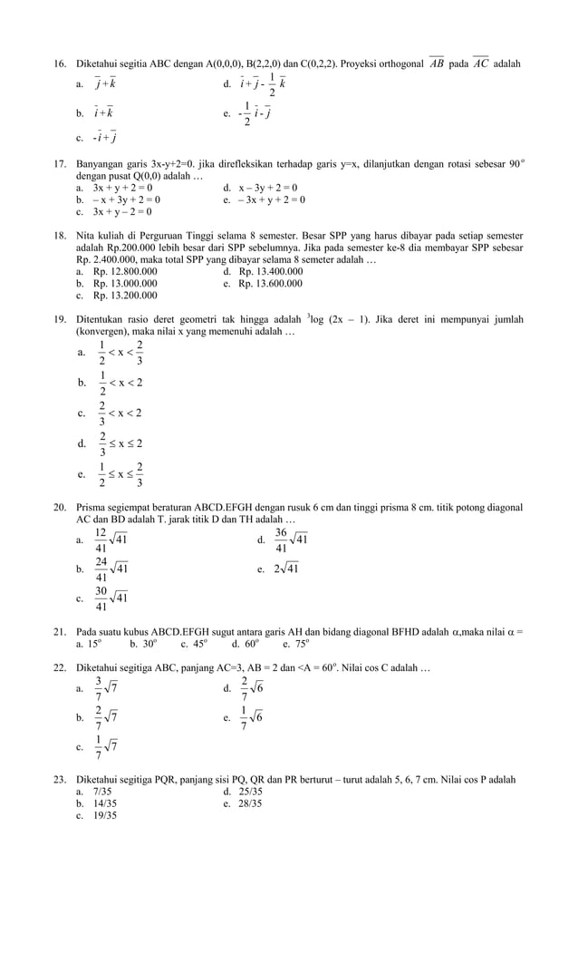 Try Out Ujian Nasional Matematika Sma | PDF