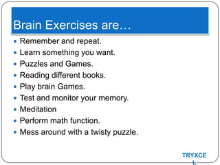 Brain exercise for Improving cognitive functions | PPT