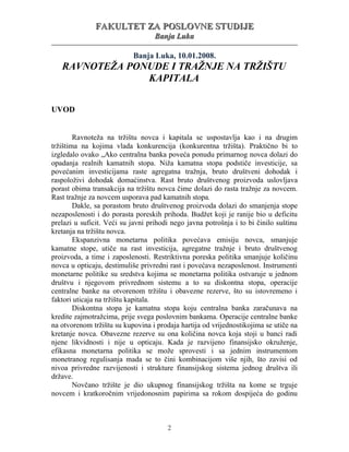 Trziste novca i kapitala monetarne financije | DOC