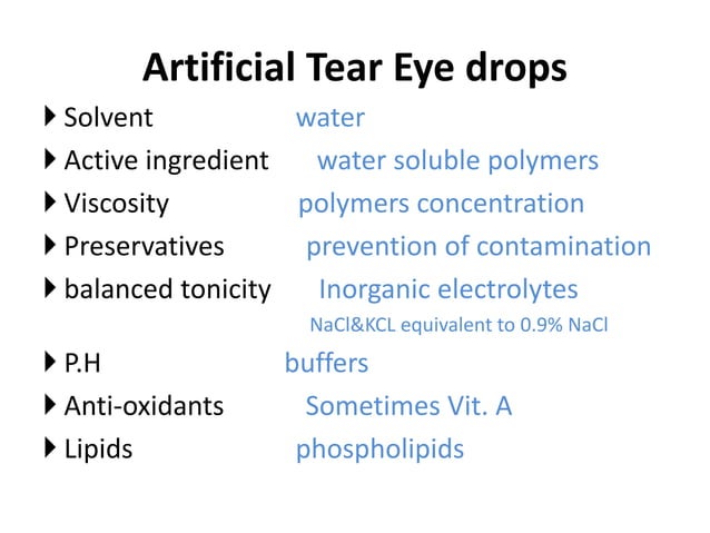 TEAR SUBSTITUTES | PPTX | Eye and Vision Conditions | Diseases and ...