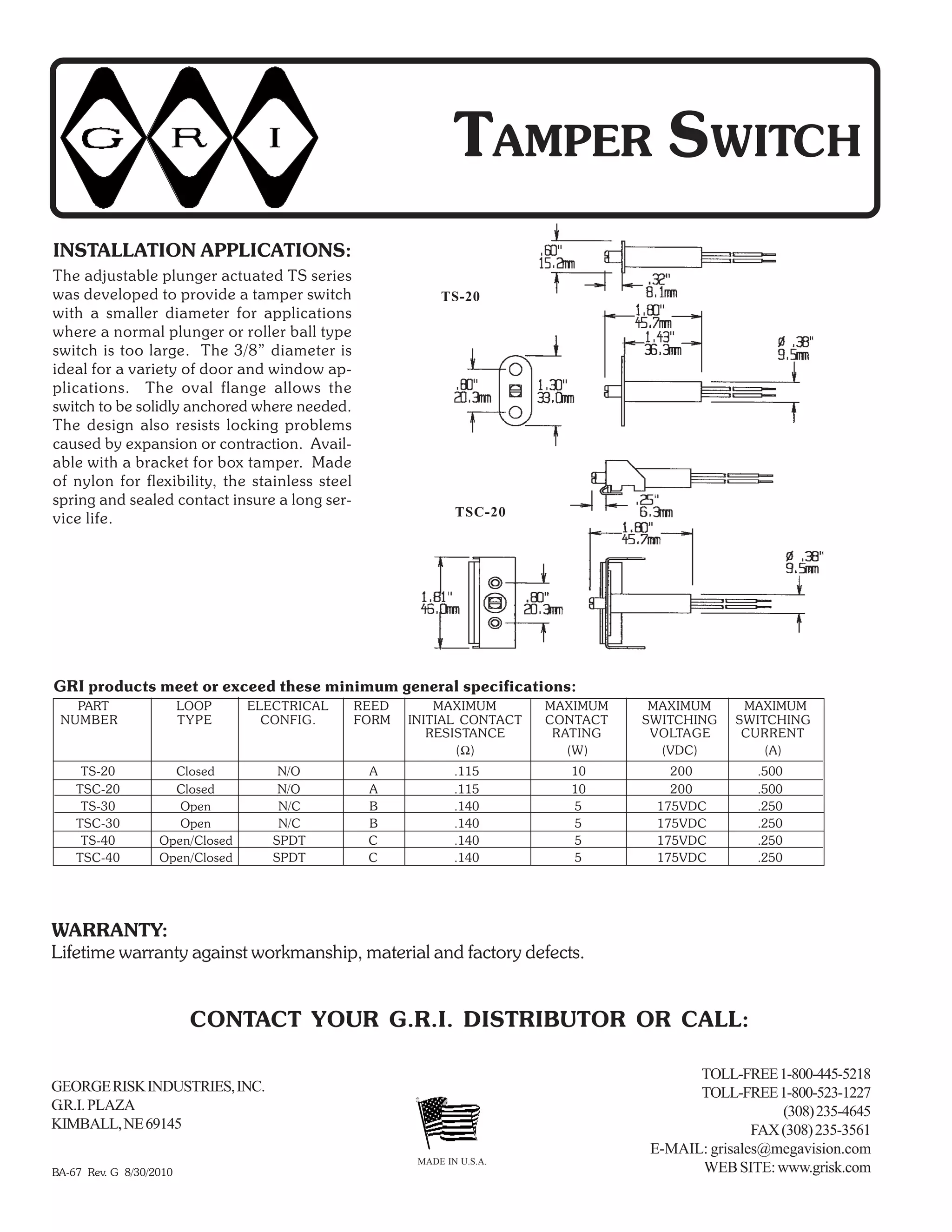 GRI TS-20 Data Sheet | PDF