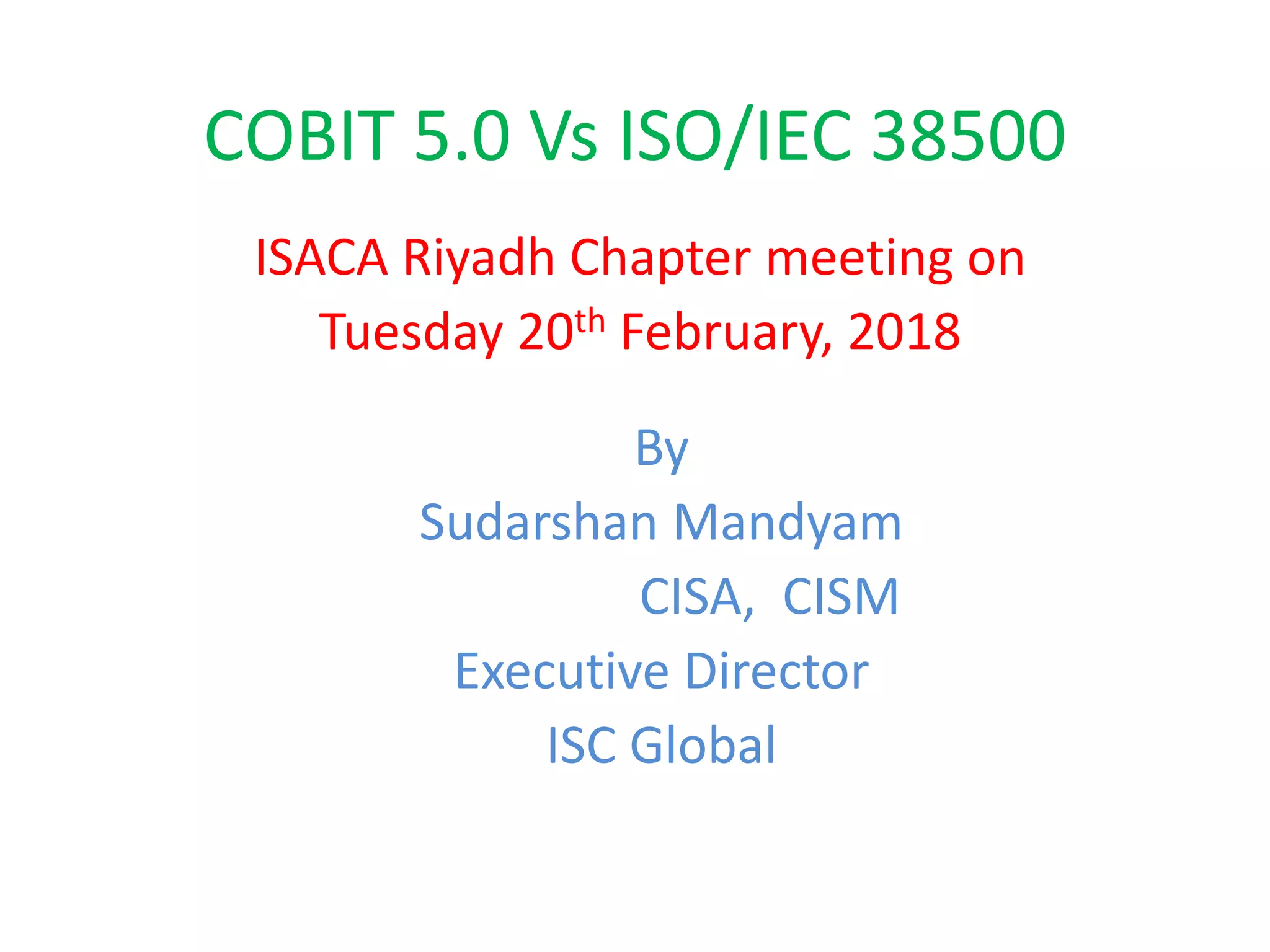 COBIT 5.0 Vs ISO / IEC 38500 (IT Governance) | PDF COBIT 5.0 Vs ISO / IEC 38500 (IT Governance) | PDF