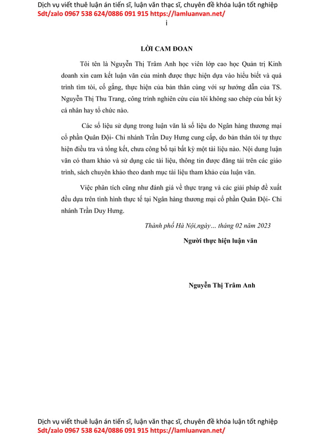 HOẠCH ĐỊNH CHIẾN LƯỢC KINH DOANH CỦA CHI NHÁNH TRẦN DUY HƯNG THUỘC NGÂN HÀNG THƯƠNG MẠI CỔ PHẦN ...