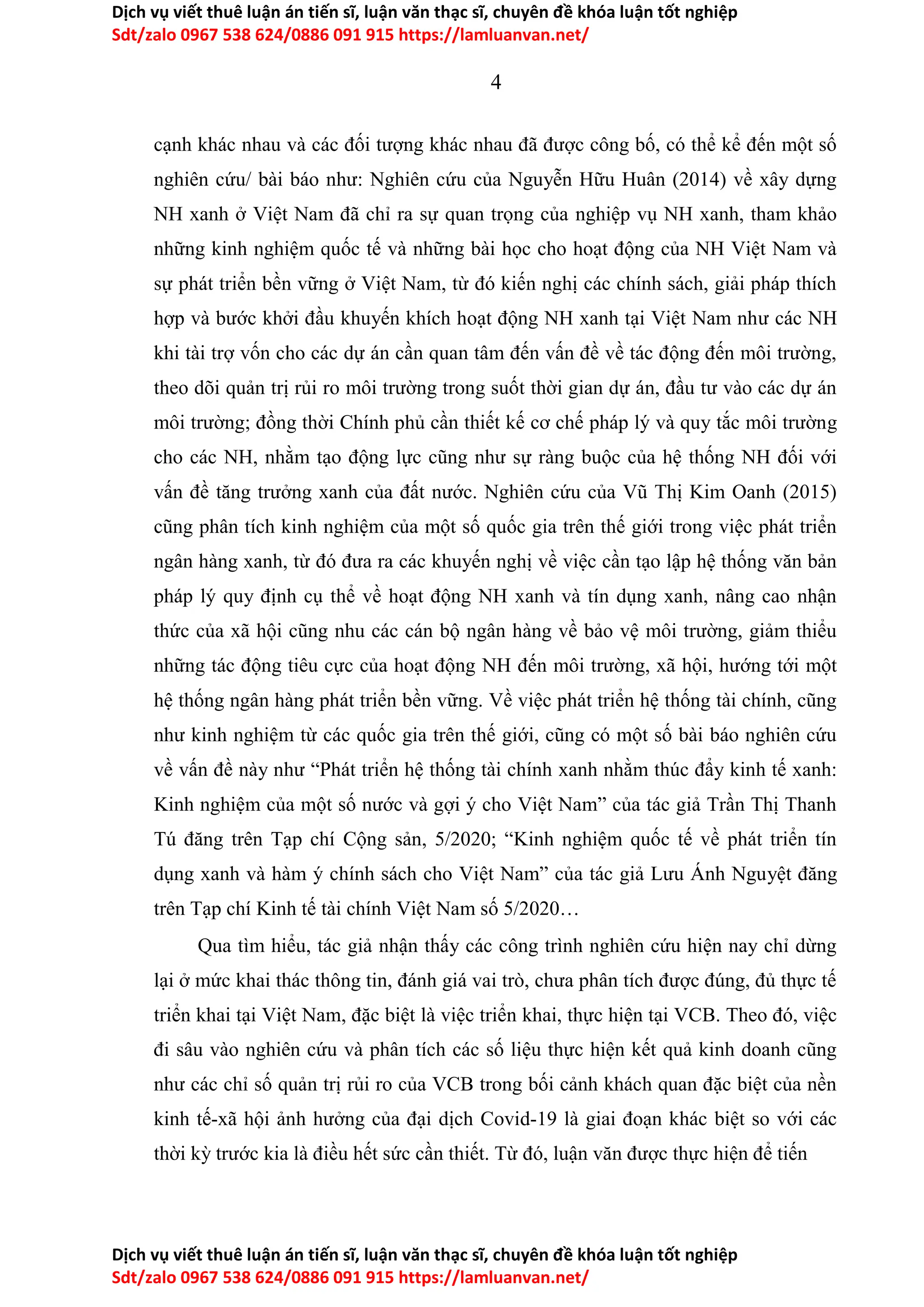 PHÁT TRIỂN HOẠT ĐỘNG TÍN DỤNG XANH TẠI NGÂN HÀNG TMCP NGOẠI THƯƠNG VIỆT NAM (VCB) | DOC