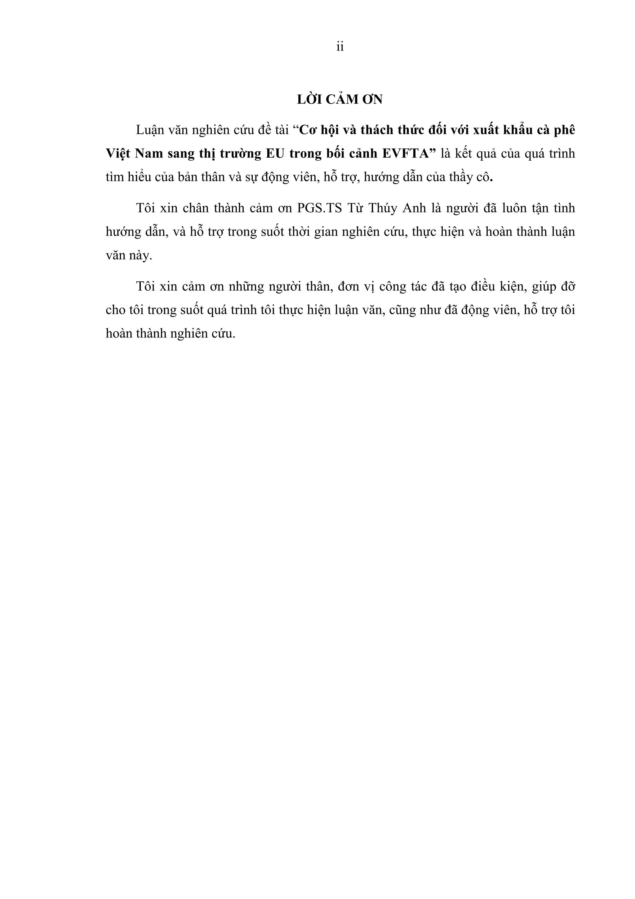 cơ hội và thách thức đối với xuất khẩu cà phê việt nam sang thị trường eu trong bối cảnh EVFTA | DOC