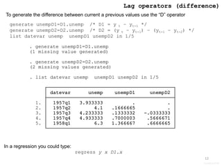Time series analysis in Stata | PDF