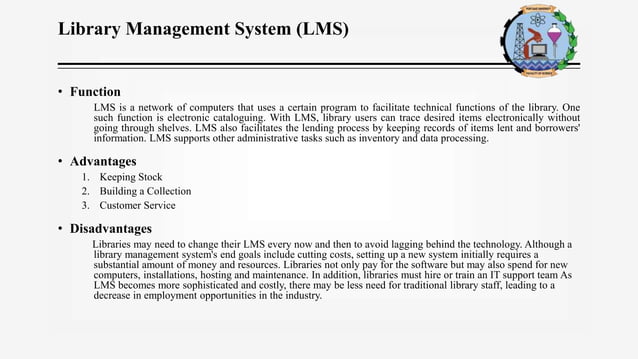 Library Management System | POTX | Databases | Computer Software and Applications