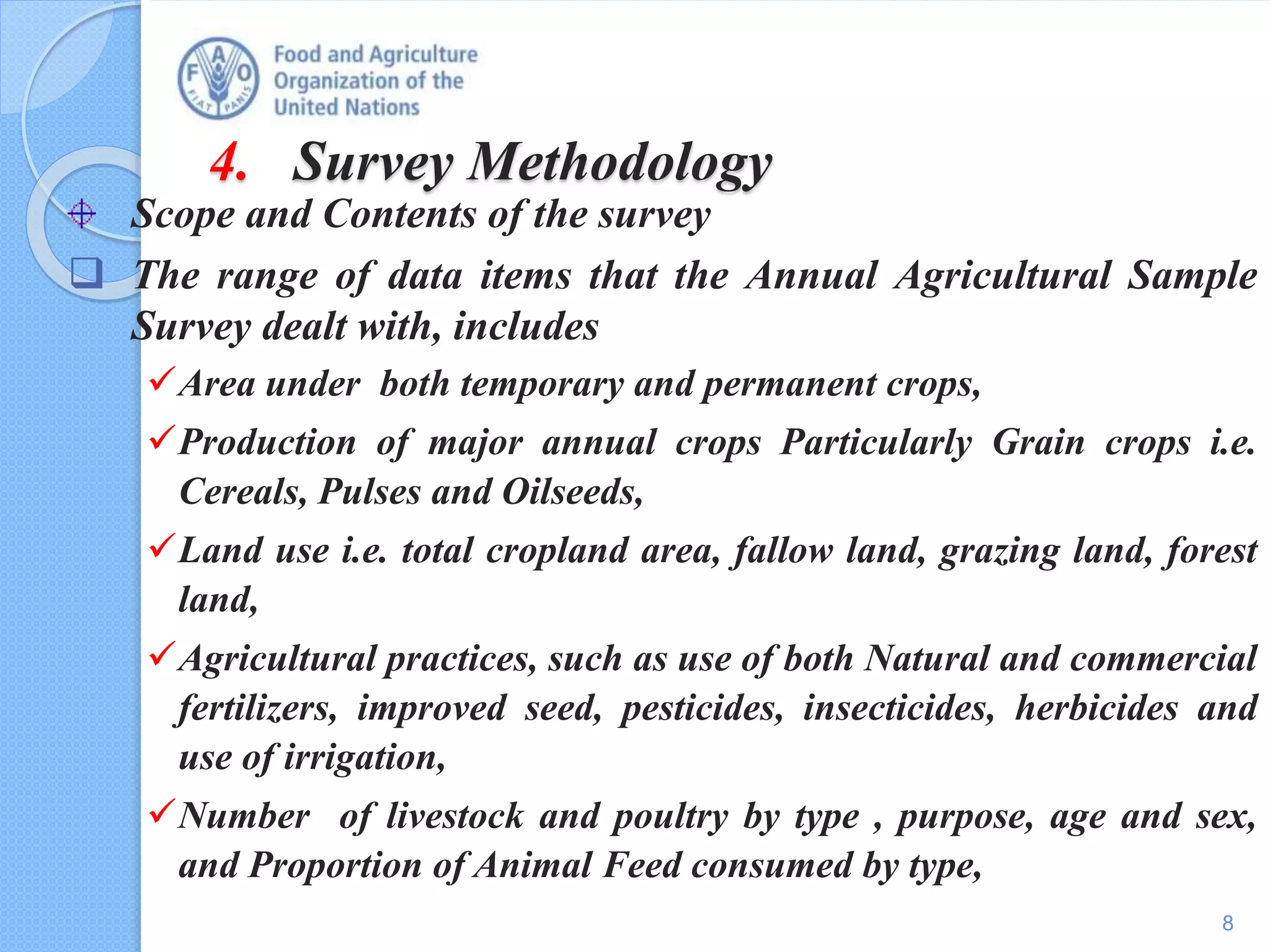 The Annual Agricultural Sample Survey Tabulation, Dissemination ...