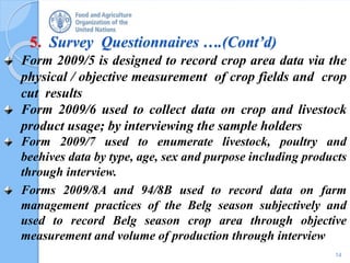The Annual Agricultural Sample Survey Tabulation, Dissemination ...