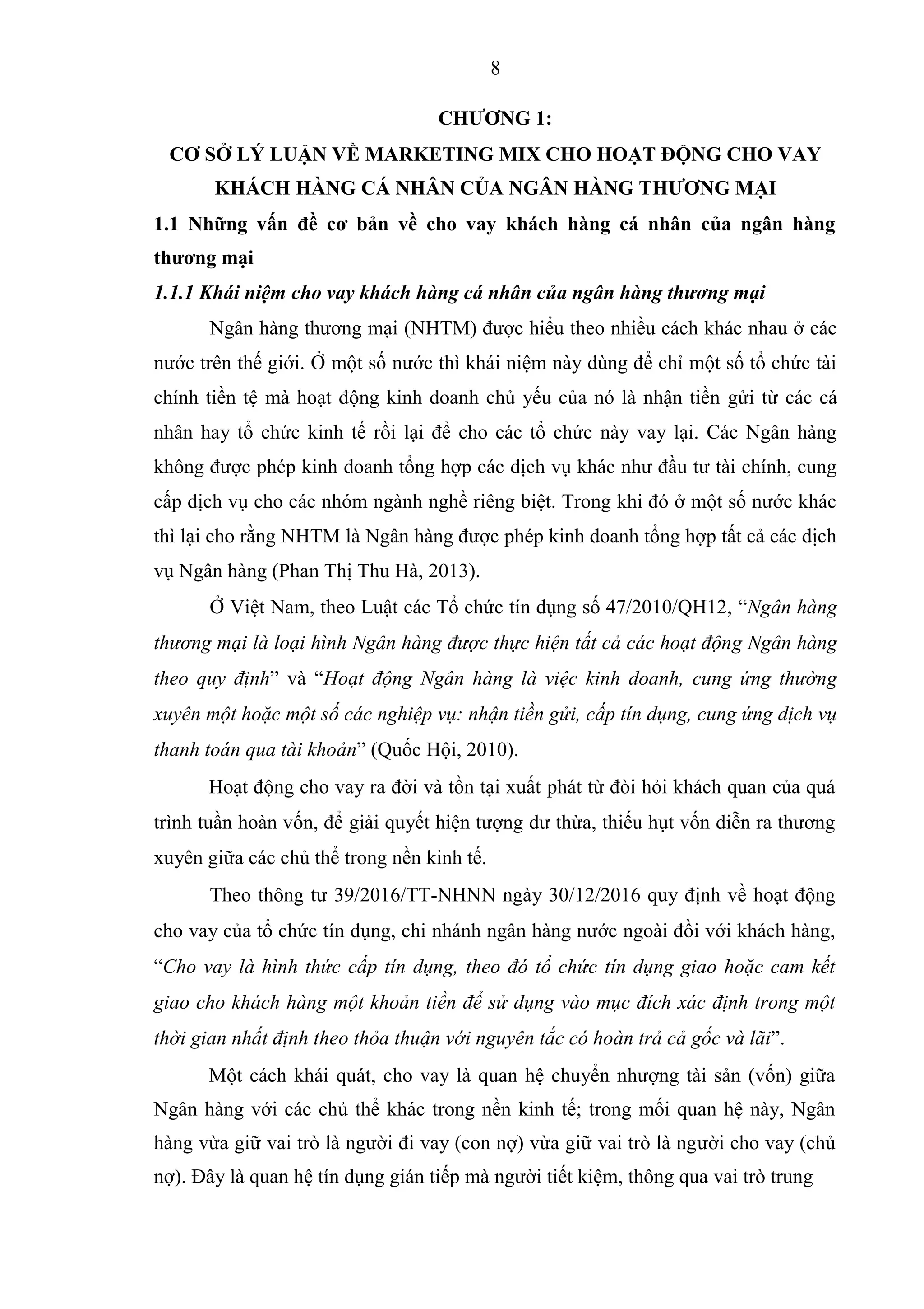 MARKETING MIX CHO HOẠT ĐỘNG CHO VAY KHCN CỦA TECHCOMBANK CHI NHÁNH HÀ THÀNH: THỰC TRẠNG VÀ GIẢI ...